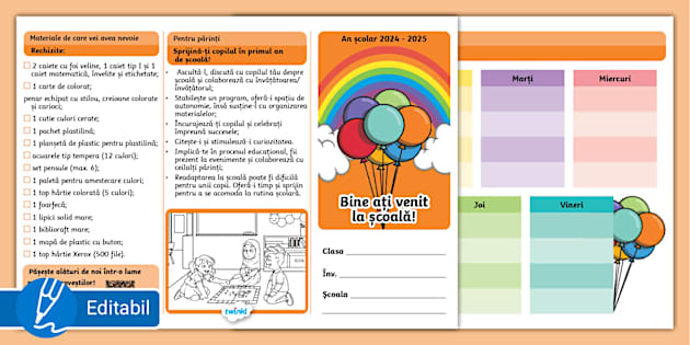 Clasa I – Pliant pentru început de an școlar 2024