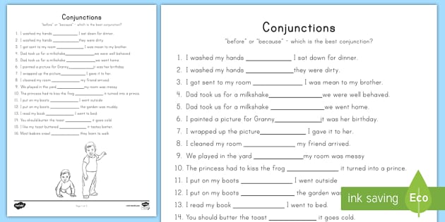 Before and Because Conjunctions Activity (teacher made)