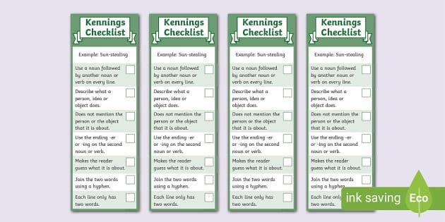 Kenning Poem Bookmark Checklist (professor feito) - Twinkl