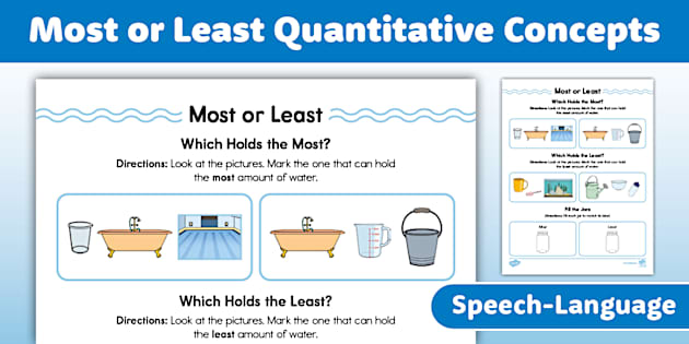 Most or Least Quantitative Concepts Worksheet for SLP