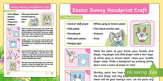 Easter Handprint Bunny Craft Activity (teacher made)