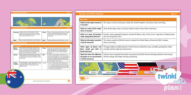 Year 5 Geography Europe and North America Knowledge Organiser