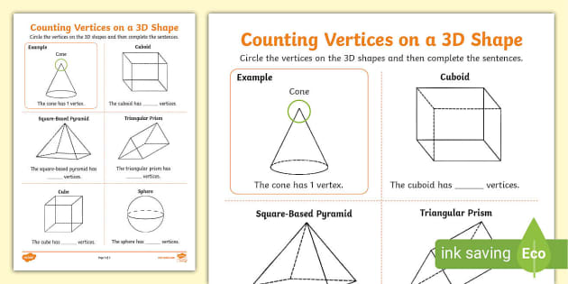 👉 Counting Vertices on a 3D Shape Activity Sheet - Twinkl