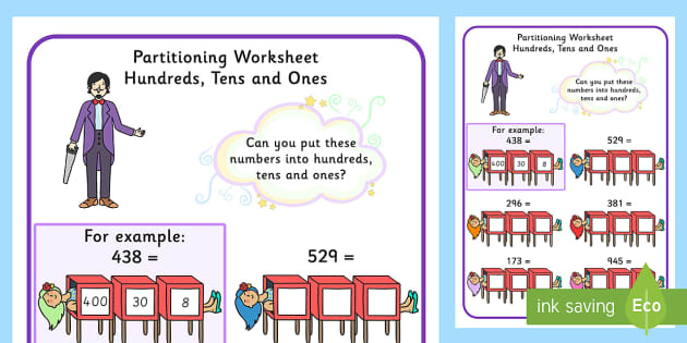 Maths Magician Partitioning Worksheet Hundreds Tens Units Ones
