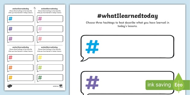 Hashtag Exit Slip Activity (teacher made) - Twinkl