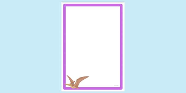 FREE! - Simple Blank Pteranodon Page Border | Page Borders | Twinkl