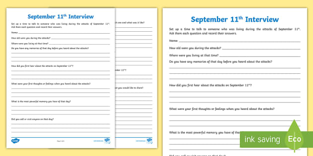 FREE Patriot Day Remembering September 11th Interview Activity