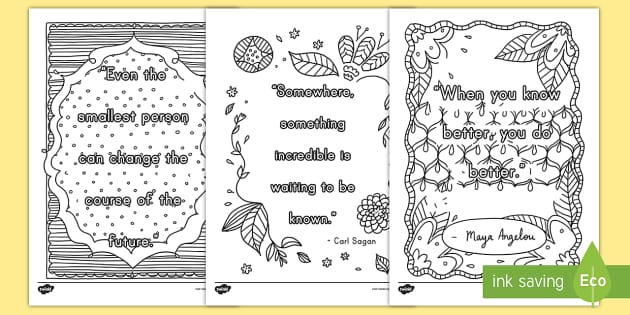 Classroom Inspirational Quotes Mindfulness Coloring Worksheet / Worksheets