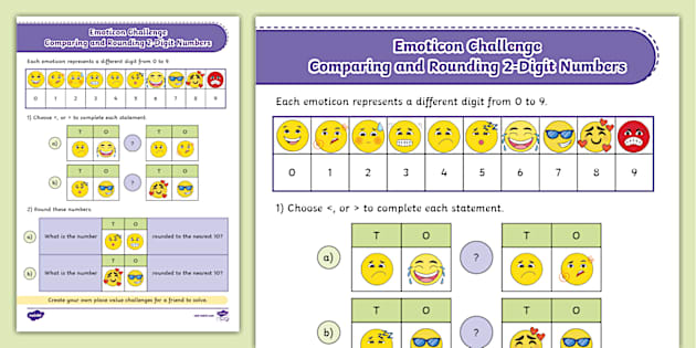 π Emoticon Challenge Comparing and Rounding 2 Digit Numbers π Emoticon Challenge Comparing and Rounding 2 Digit Numbers