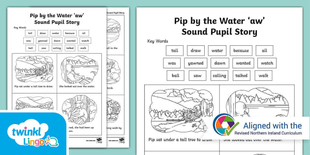 Pip by the Water 'aw' Sound Pupil Story Activity Sheet
