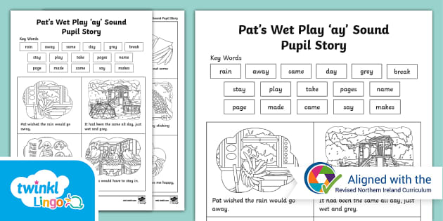 Pat's Wet Play 'ay' Sound Pupil Story Activity Sheet