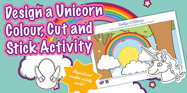 Design a Unicorn Colour, Cut and Stick Activity