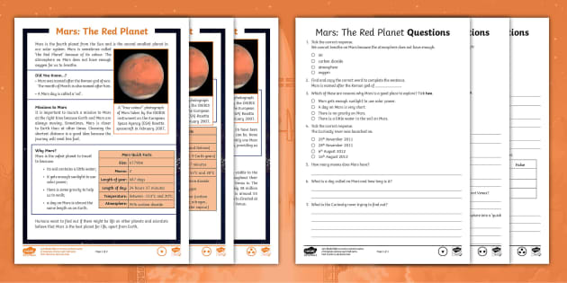 Mars: The Red Planet Non-Fiction Differentiated Reading Comprehension ...
