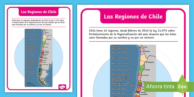 Mapa de las Regiones de Chile - Geografía