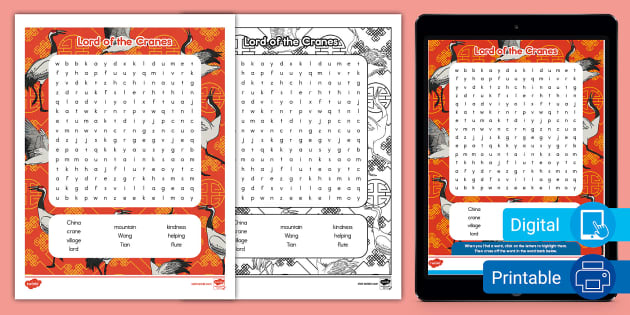 Tales from Around the World: Lord of the Cranes Word Search