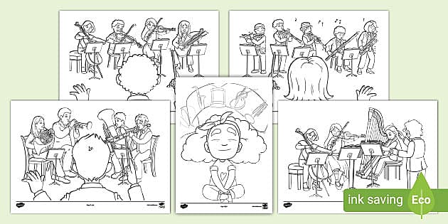 Orchestra Colouring Sheet (teacher made) - Twinkl
