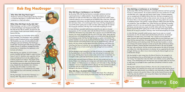 Rob Roy MacGregor Differentiated Reading Comprehension