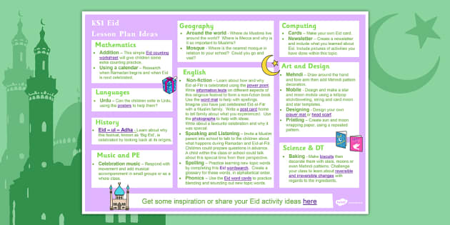 Eid KS1 Lesson Plan Ideas (teacher made)