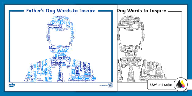 Father’s Day Word to Inspire Coloring Worksheet - Twinkl