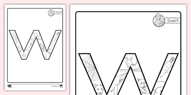 Graad R Klanke Assosiasie Inkleurprent w (teacher made)