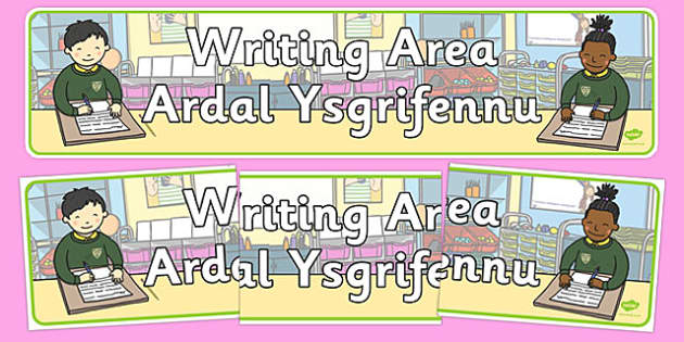 Writing Area Sign Welsh (teacher made) - Twinkl