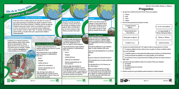Comprensión lectora por niveles: Planeta vs. Plásticos - Día de la ...