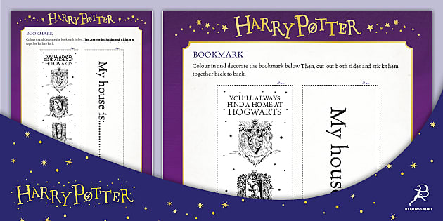 Create Your Own Harry Potter Bookmark Activity Template
