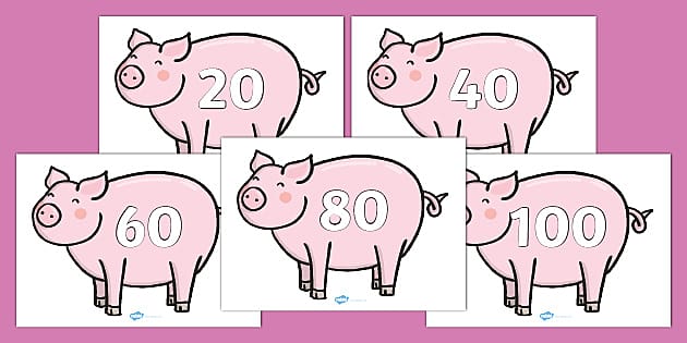 FREE! - Numbers 0-100 on Pig to Support Teaching on Pig in the Pond