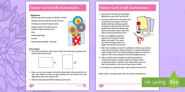 Flower Card Craft Instructions (Lehrer gemacht) - Twinkl