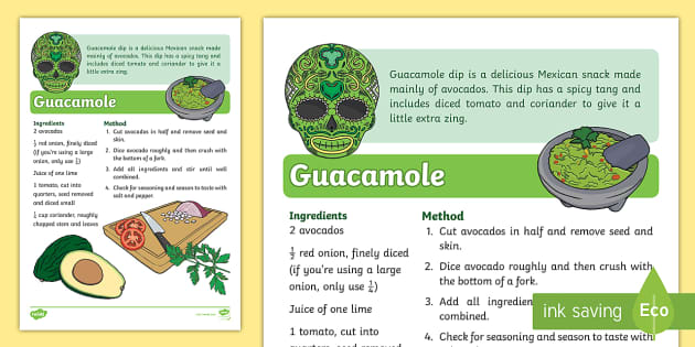 Guacamole Recipe (teacher made) - Twinkl
