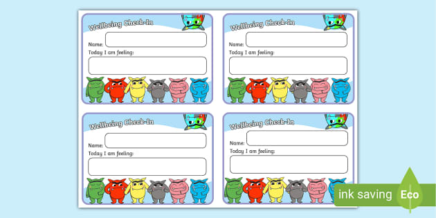 Wellbeing Check-In Slips (teacher made) - Twinkl