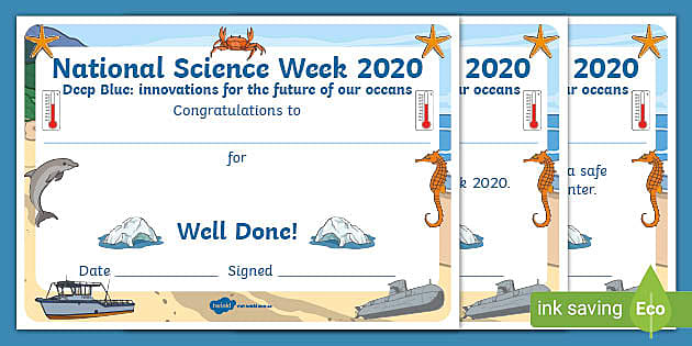 National Science Week 2020 Certificates - Twinkl