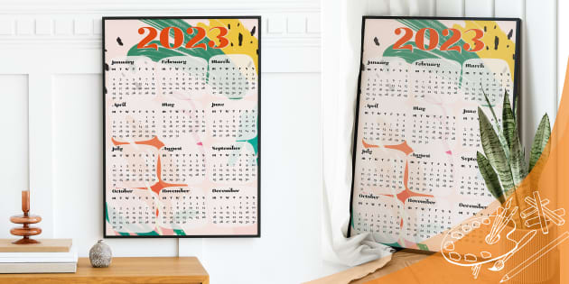 Abstract Colourful Memphis Pattern 2023 Wall Calendar Poster