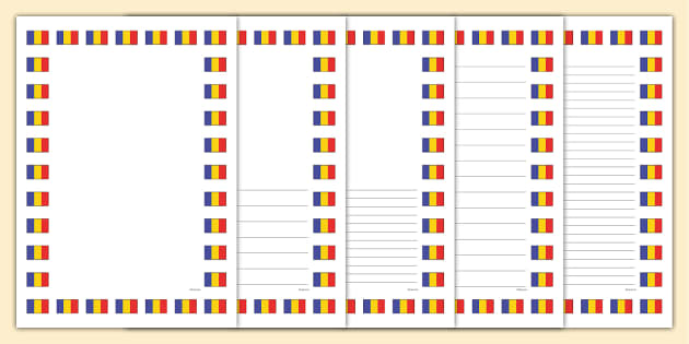 Romanian Flag Page Border Pack - (teacher made) - Twinkl