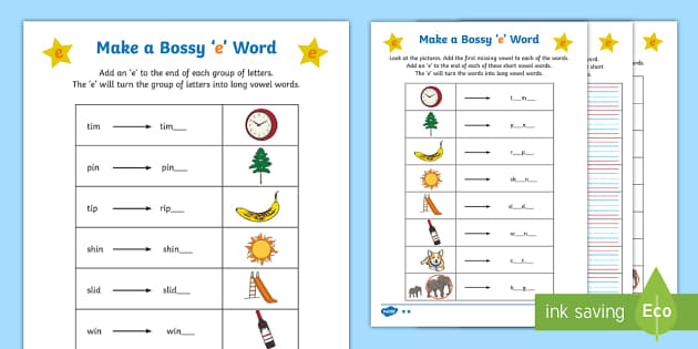 Make a Bossy 'e' Word Set 2 Differentiated Worksheets