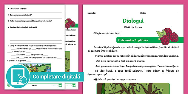 Dialogul – Fișă de lucru cu completare digitală
