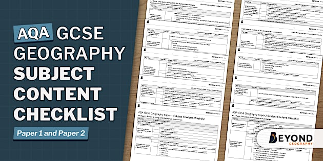 AQA Geography Subject Content Checklists