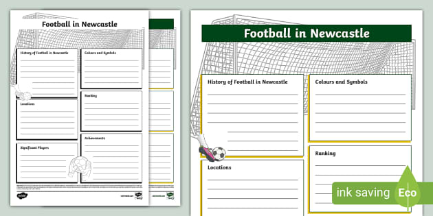 Football in Newcastle Fact File Template (teacher made)