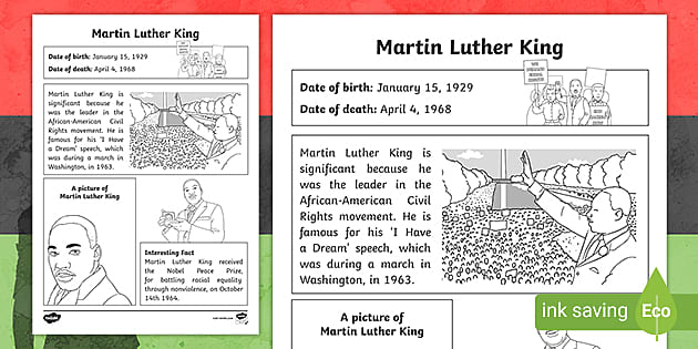 Martin Luther King Significant Individual Fact Sheet