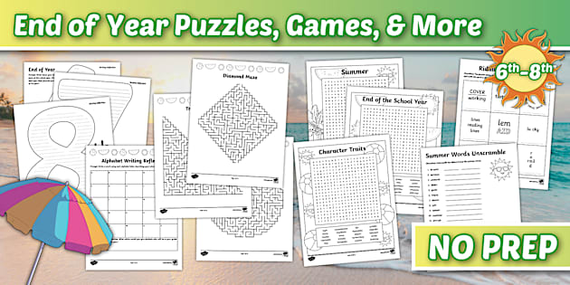 End of Year Activity Bundle for 6th-8th Grade (teacher made)