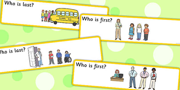 Who Is First Last Time Concept Cards (teacher made)