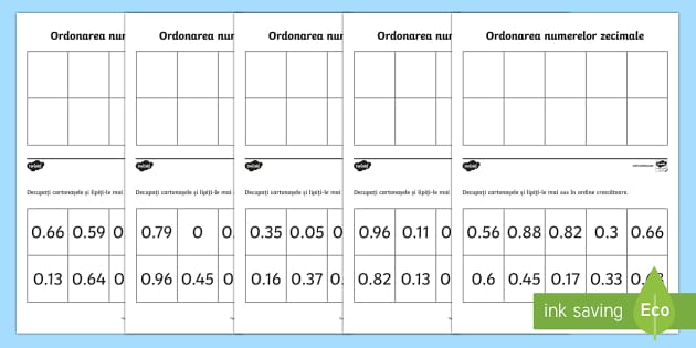 Ordonarea numerelor zecimale - Fișă de lucru - Twinkl