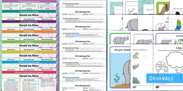 EYFS Ronald the Rhino Lesson Plan Enhancement Ideas and Resource Pack