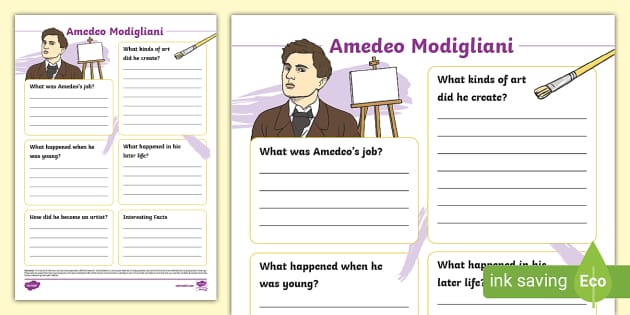 Amedeo Modigliani Fact File Template (teacher made) - Twinkl