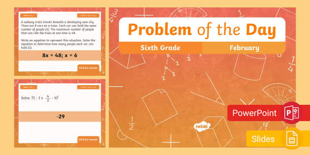Sixth Grade Math Problem of the Day February PowerPoint