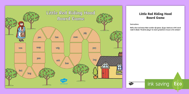 Little Red Riding Hood CVC Word Board Game (teacher made)