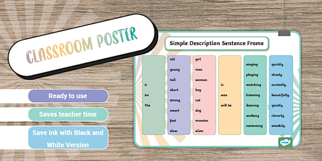 Oral Sentence Construction: Simple Describing Sentence Frame