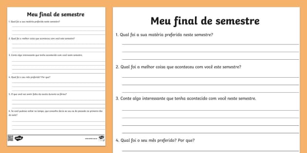 Meu Final De Semestre Teacher Made Twinkl
