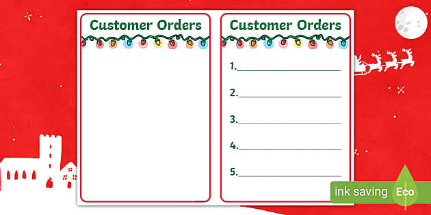 Christmas Cafe Role Play Order Form - christmas caf - Twinkl