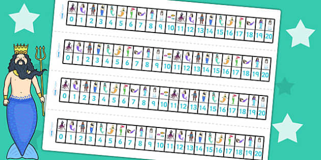 The Little Mermaid Number Track 0 20 (Teacher-Made) - Twinkl